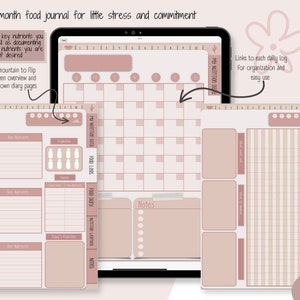 Digital Food Journal and Nutrition Guide, Boho, Undated, 3-meal ...