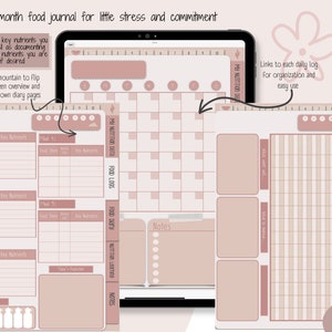 Digital Food Journal and Nutrition Guide, Boho, Undated, 5 Meal ...