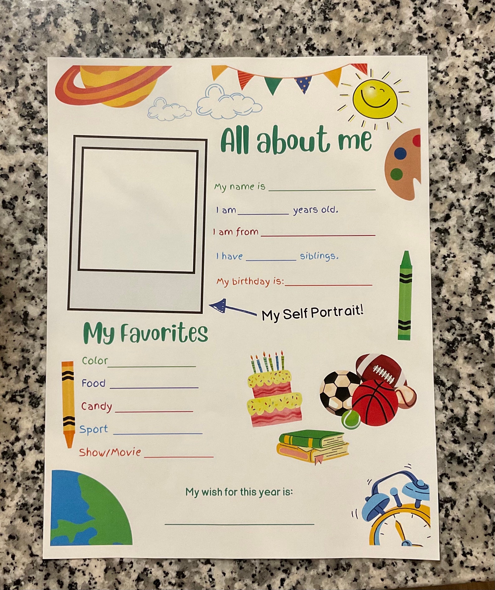 ALL ABOUT ME Family & Me Sheets for Kids Printable - Etsy