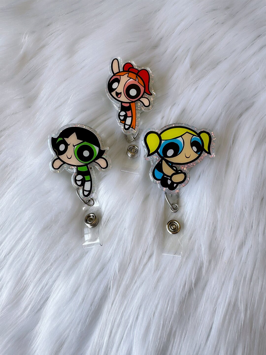 P-puff Girls Character Badge Reel Cute Badge Reel Retractable Badge ...