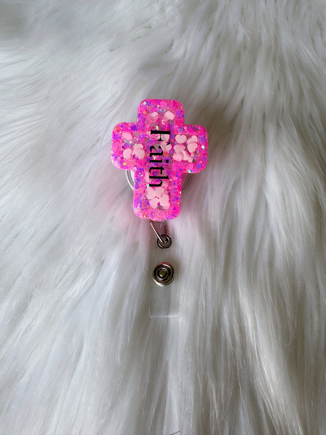 Faith Cross Shaker Badge Reel Cute Badge Retractable Badge Faith Badge ...