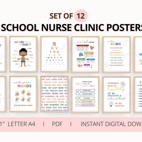 SET OF 6 School Nurse Posters I School Health Clinic Posters I - Etsy