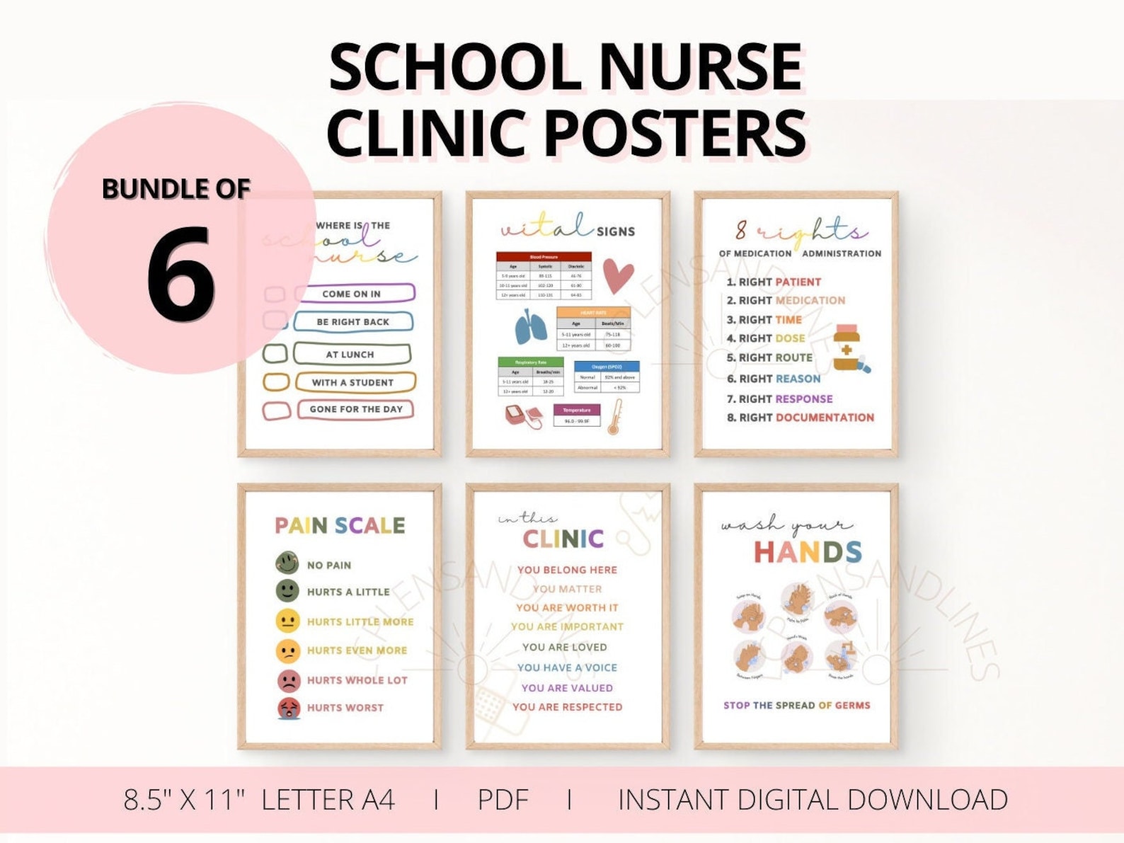 SET OF 6 School Nurse Posters I School Health Clinic Posters I - Etsy