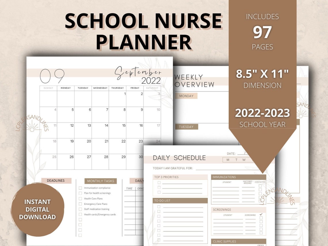 School Nurse Planner 2022-2023 School Year 97 Pages 12 - Etsy