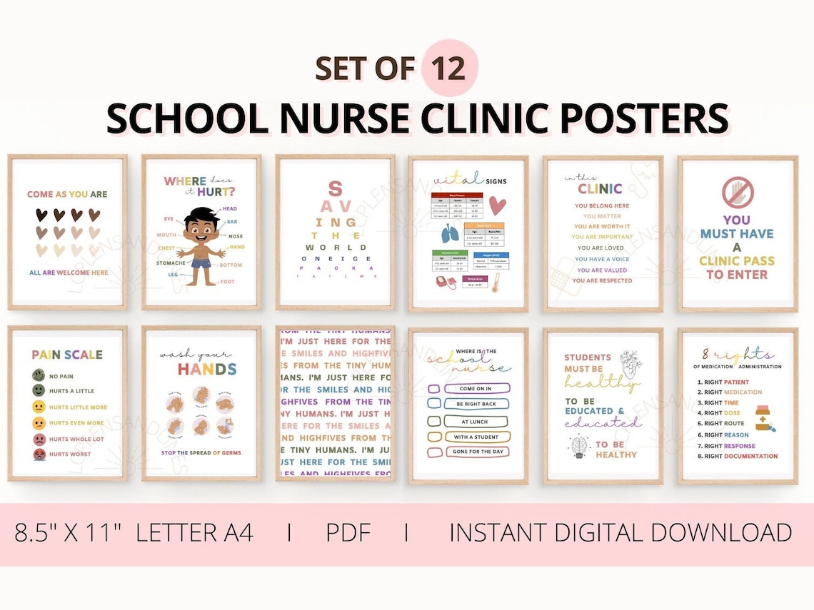 SET OF 12 School Nurse Clinic Posters Office Decoration - Etsy