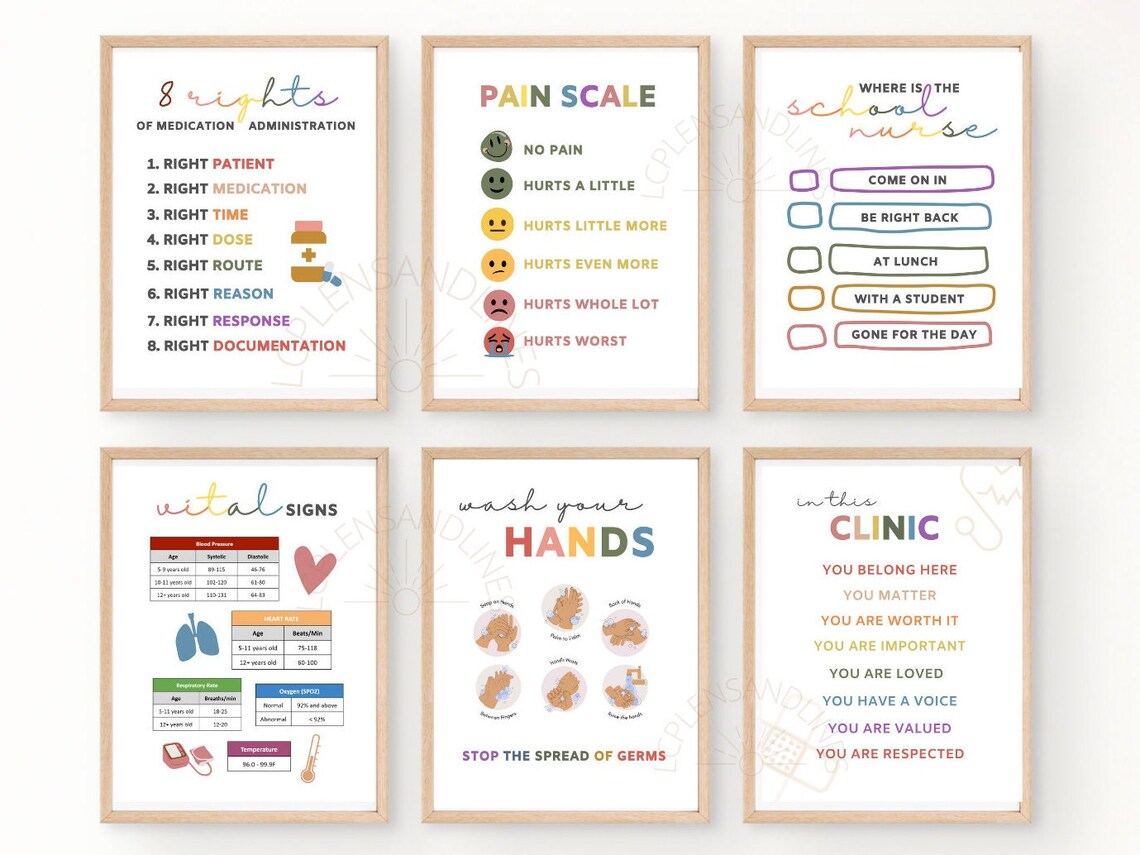 SET OF 6 School Nurse Posters I School Health Clinic Posters I - Etsy
