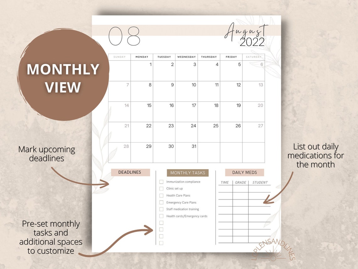 School Nurse Planner 2022-2023 School Year 97 Pages 12 - Etsy