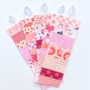 Quilted Pink Bookmarks Set of Five Pink Fabric Quilted Scrappy Fabric ...