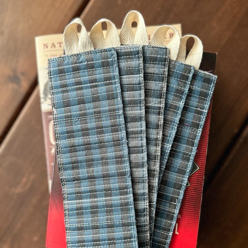 Quilted Bookmarks Set of Five, Quilted Page Keeper, Fabric Bookmark ...
