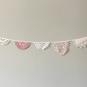 Doily Garland, Pink Blush Ivory, Vintage Lace Bunting, Wedding ...