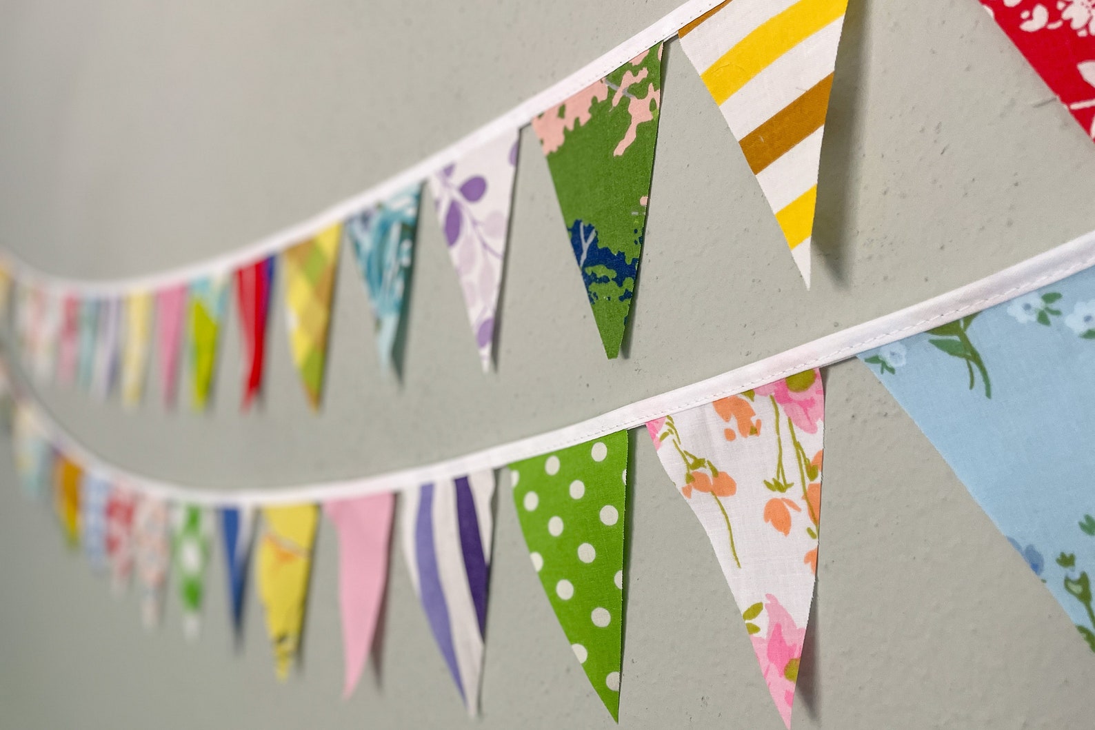 Vintage Fabric Flag Banner Colorful Flag Bunting Banner Single-sided ...