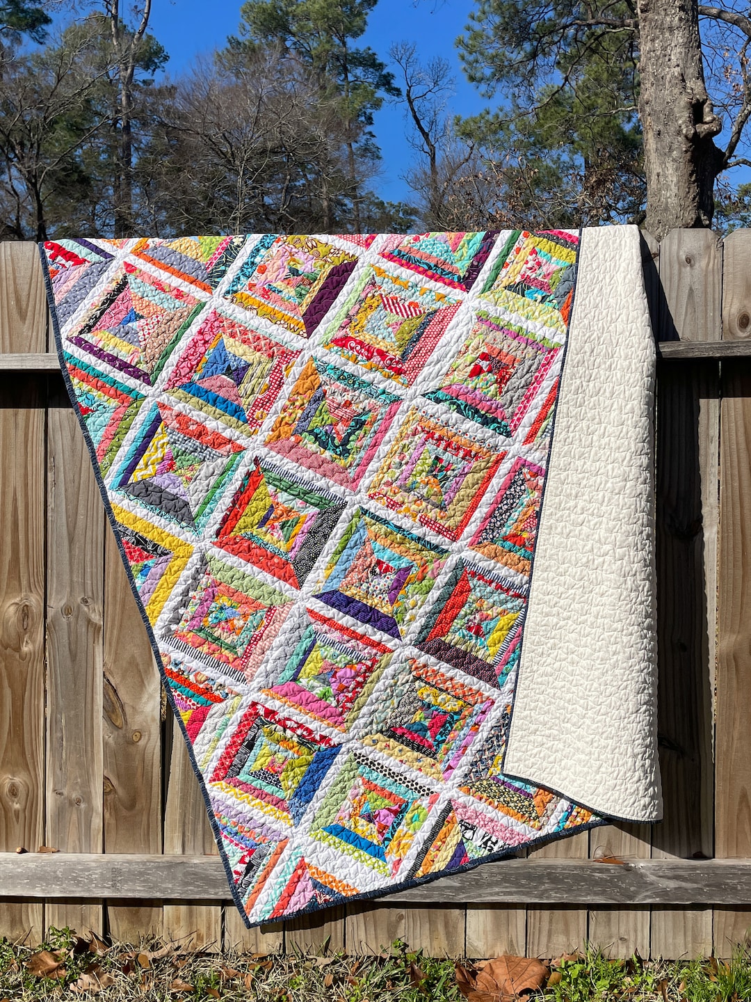 Handmade Colorful String Quilt Cozy Lap Quilt Chemo Quilt 59 X 71 ...