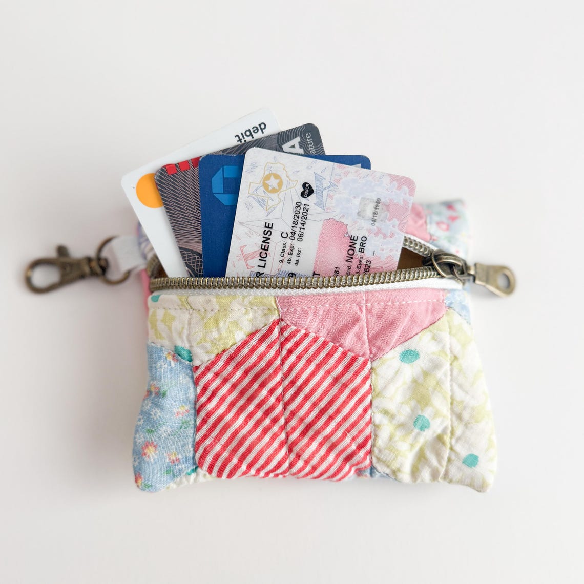 Vintage Quilt Zipper Pouch, Repurposed Antique Quilt Top, Feedsack ...