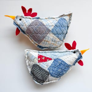 Vintage Quilt Chicken Pillow: Farmhouse Bowl Filler, Quilted Stuffed ...