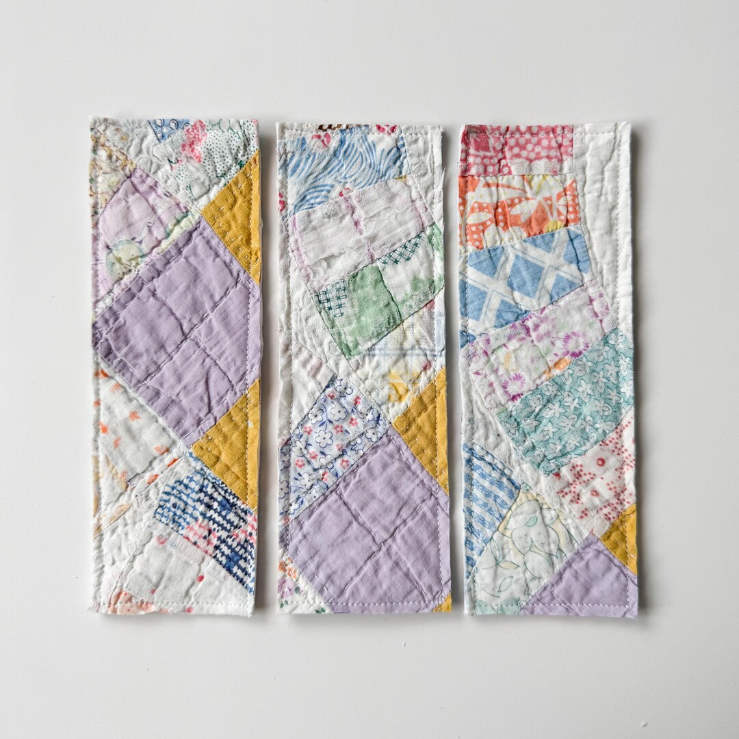 Vintage Quilt Bookmarks, Set of Three, Quilted Page Keeper, Book Lover ...
