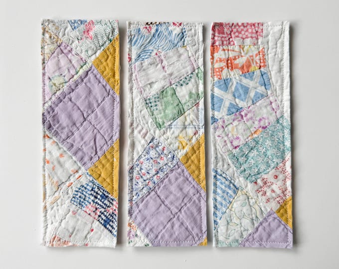 Vintage Quilt Bookmarks, Set of Three, Quilted Page Keeper, Book Lover ...
