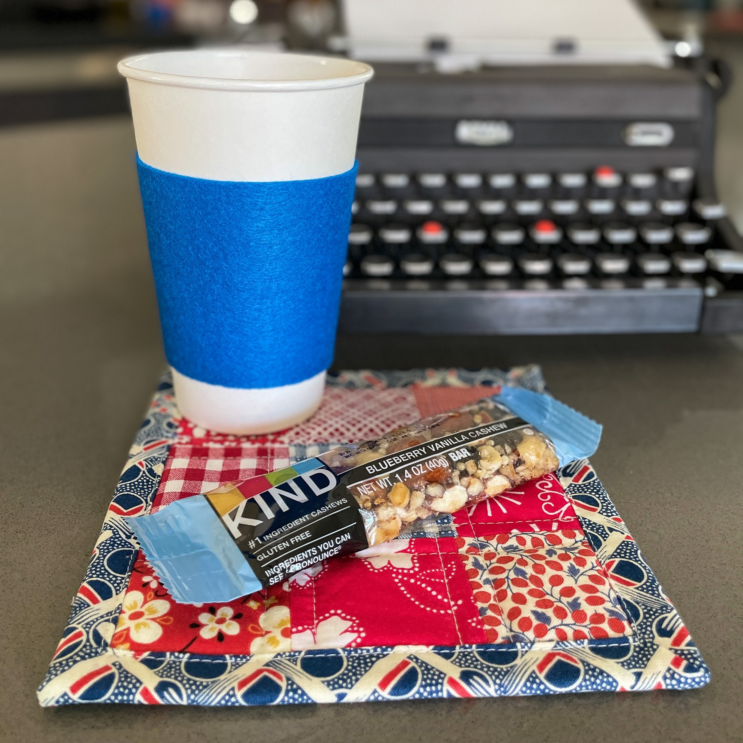 Scrappy Quilted Patchwork Mug Rug Bright Colors Coffee Coaster Mug Mat ...