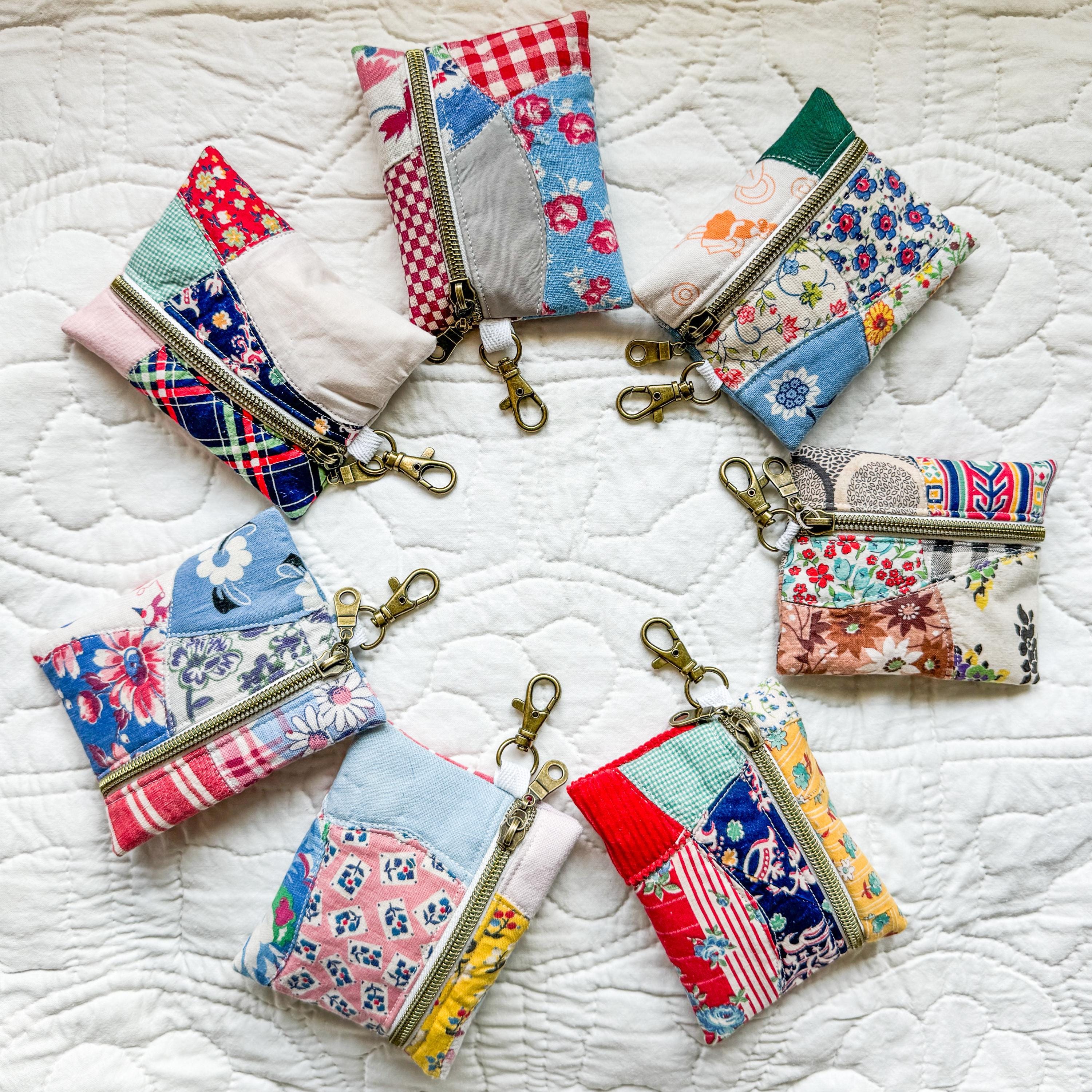 Vintage Quilt Zipper Pouch: Repurposed Feedsack Coin Purse - Etsy