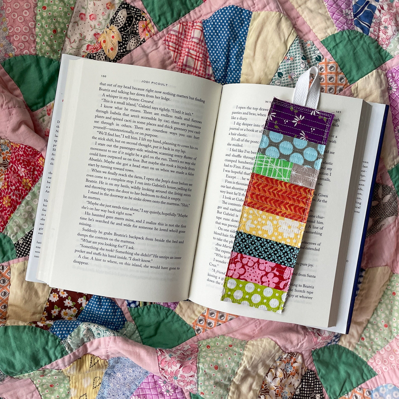 Scrappy Quilted Bookmark: Colorful Fabric Page Keeper - Etsy