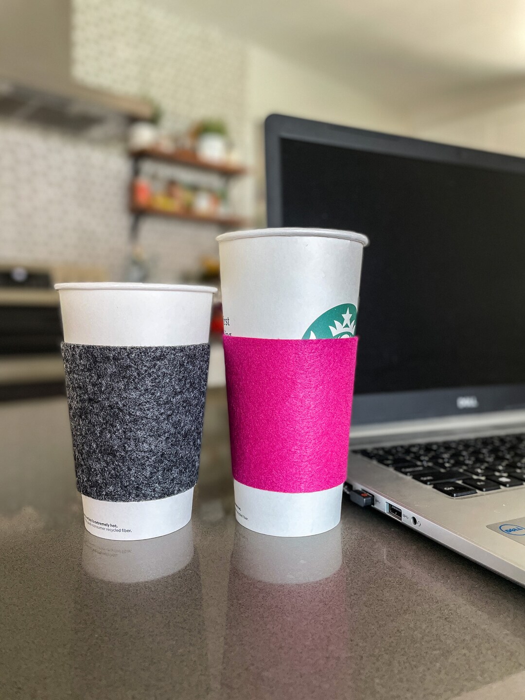 Felt Coffee Cozy Set: Reusable Hot Cup Sleeve, You Pick Colors - Etsy