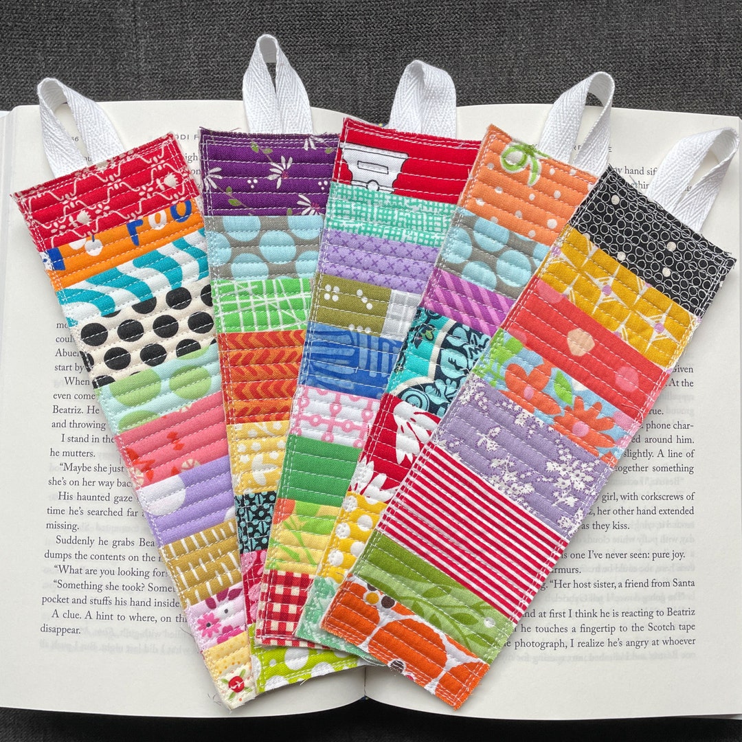 Quilted Bookmarks Set of Five Colorful Fabric Quilted Page Keeper ...