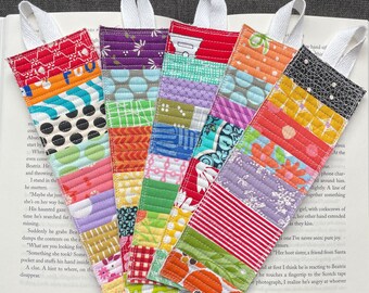 Quilted Pink Bookmarks Set of Five Pink Fabric Quilted Scrappy Fabric ...