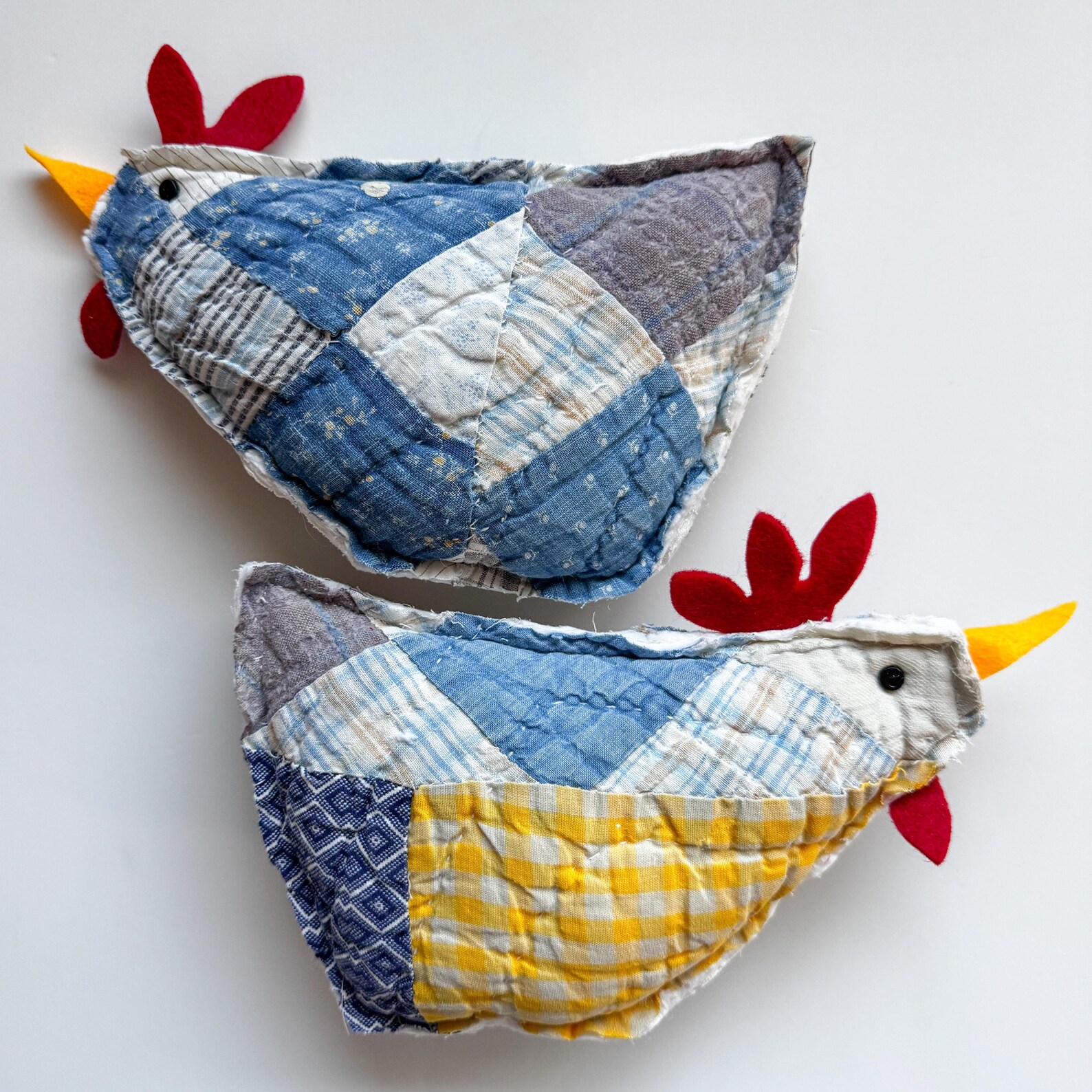 Vintage Quilt Chicken Pillow: Farmhouse Bowl Filler, Quilted Stuffed ...