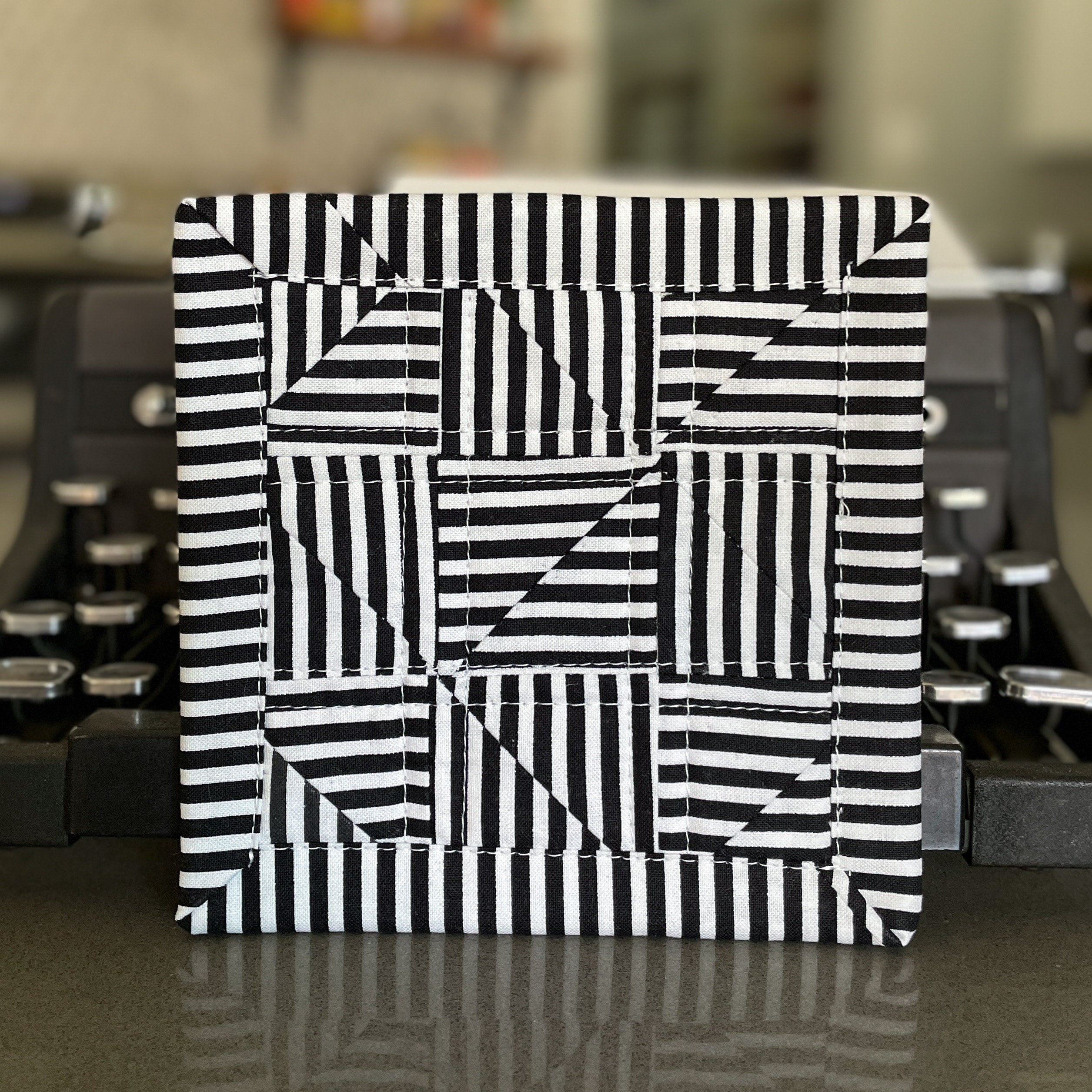 Quilted Patchwork Mug Rug: Black and White Coffee Coaster - Etsy