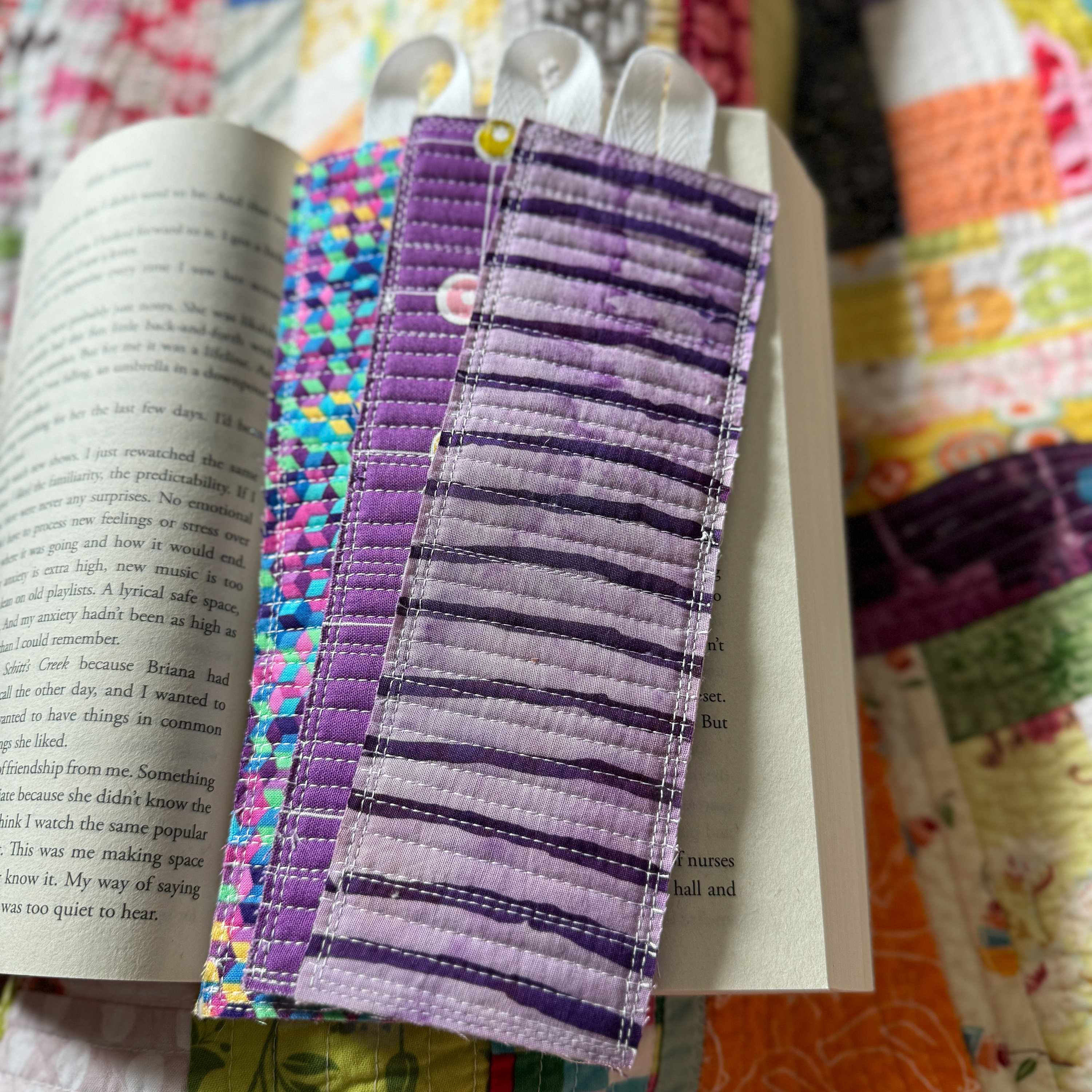 Purple Quilted Fabric Bookmark: Scrappy Book Lover Gift - Etsy