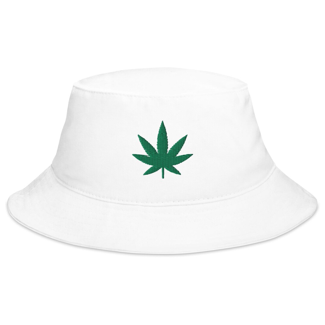 Weed Leaf Emboridered Bucket Hat, Marijuana Lovers Hat - Etsy