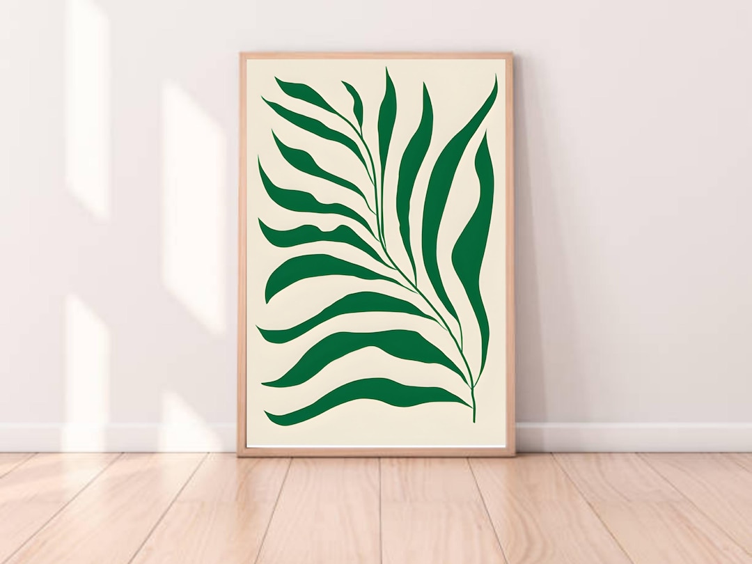 Boho Leaf Line Art Print, Neutral Botanical Wall Decor (digital ...
