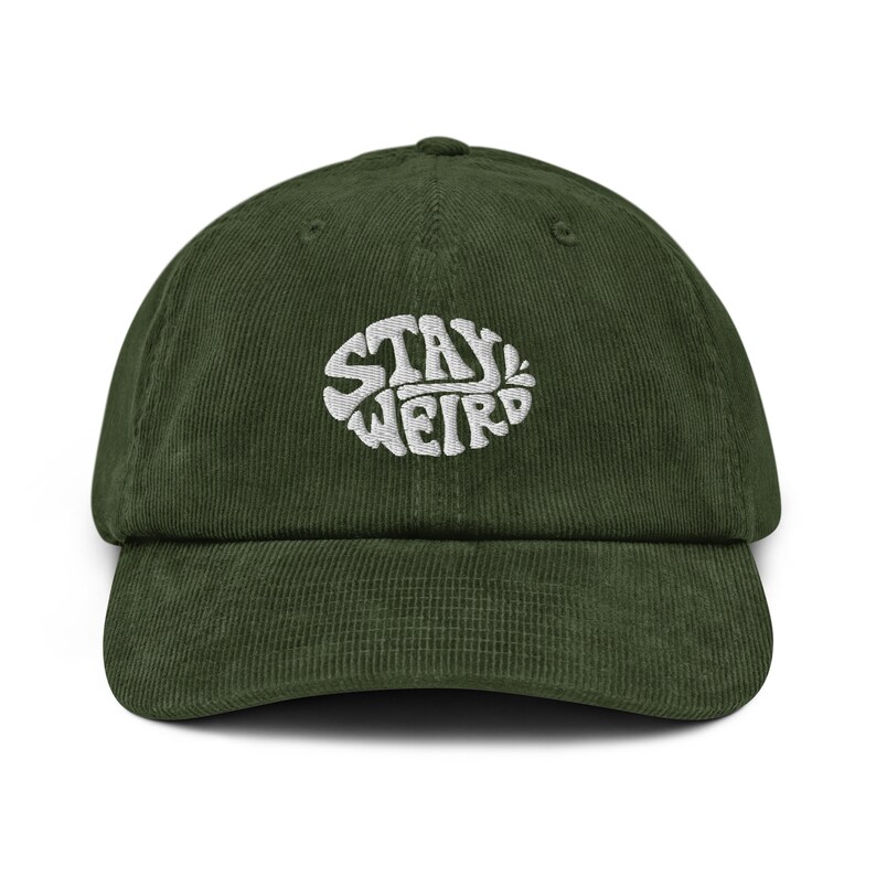 Stay Weird Corduroy Hat Groovy Embroidered Baseball Cap - Etsy