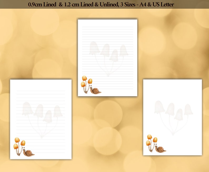 Printable Stationery A4 and US Letter Size Yellow Mushroom - Etsy