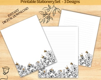 Printable Stationery A4 and US Letter Size Mountain Trees Eagle Digital ...