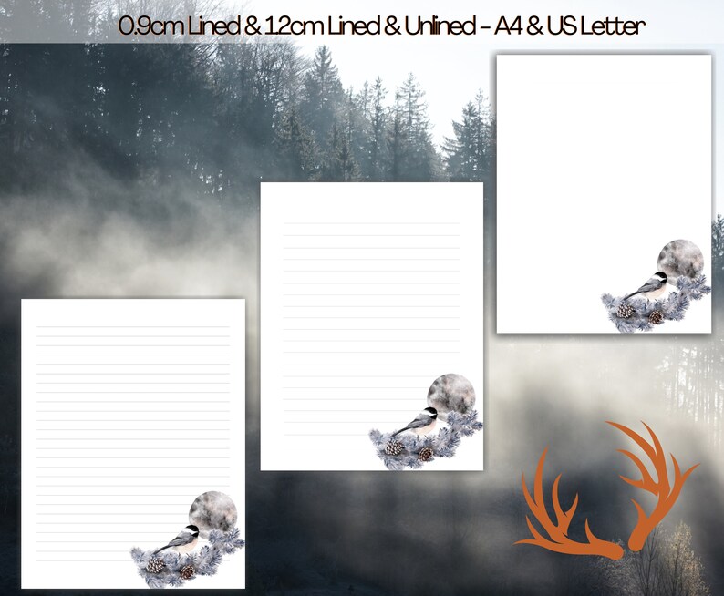 Printable Stationery A4 and US Letter Size mountain Tree - Etsy