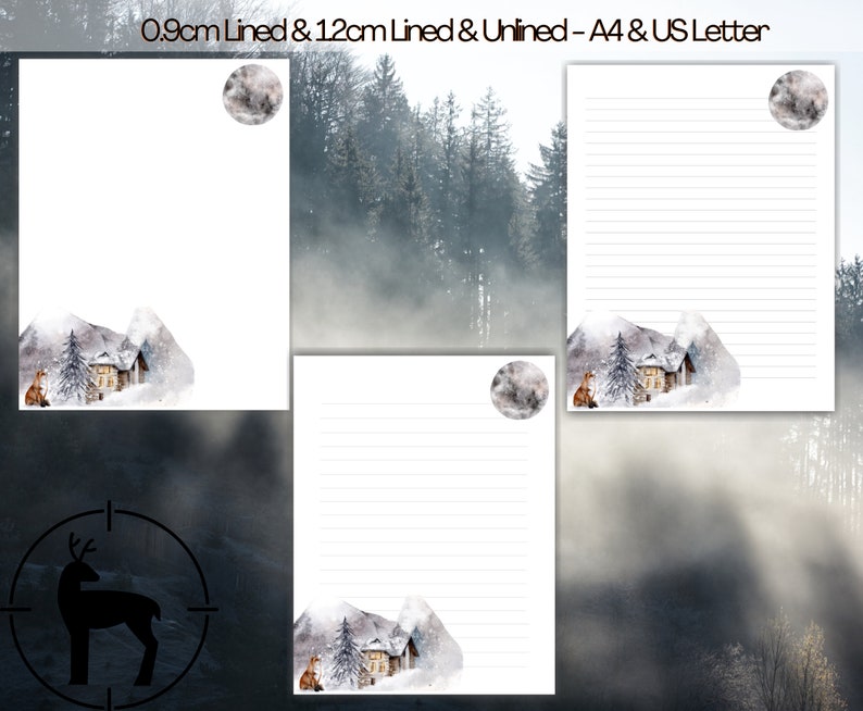 Printable Stationery A4 and US Letter Size mountain Tree - Etsy