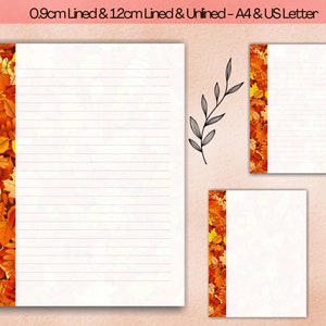 Printable Stationery A4 and US Letter Size Autumn Leaves Digital ...
