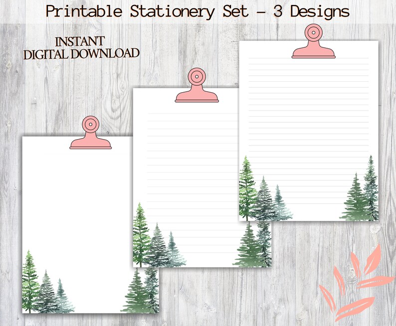 Printable Stationery A4 and US Letter Size Trees Digital - Etsy