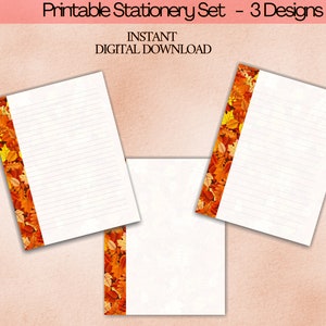 Printable Stationery A4 and US Letter Size Autumn Leaves Digital ...