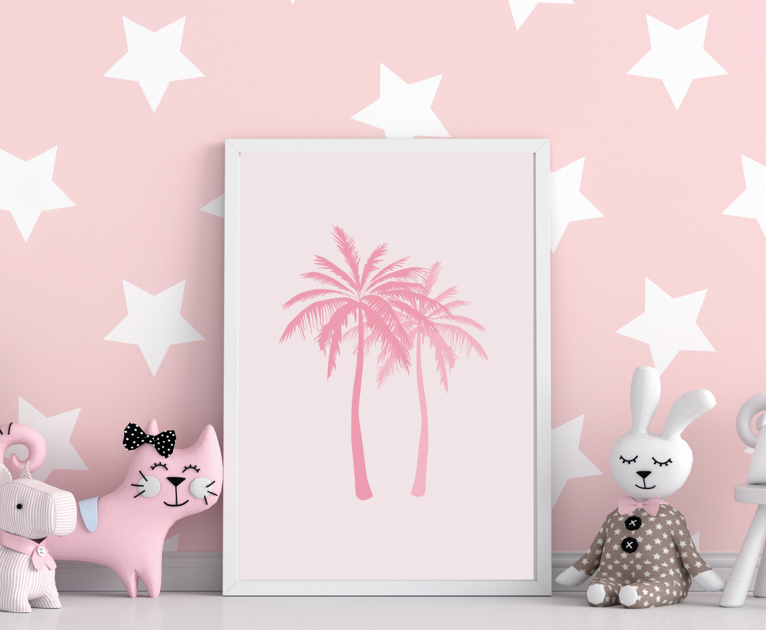 Arte mural imprimible, palmera rosa, descarga instantánea, - Etsy México