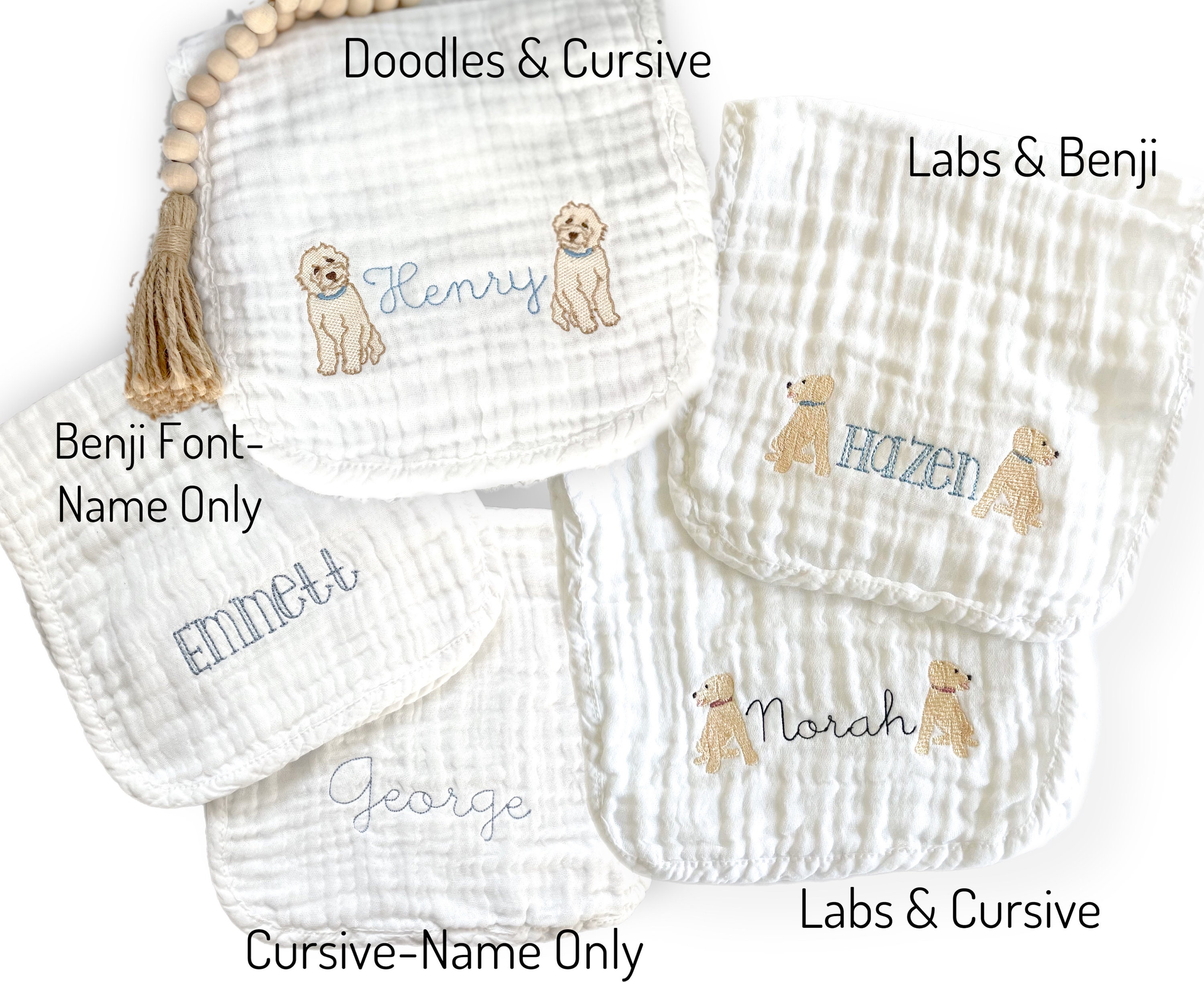 Dog Lover Baby Gift | Custom Embroidered Muslin Burp Rag | Personalized ...