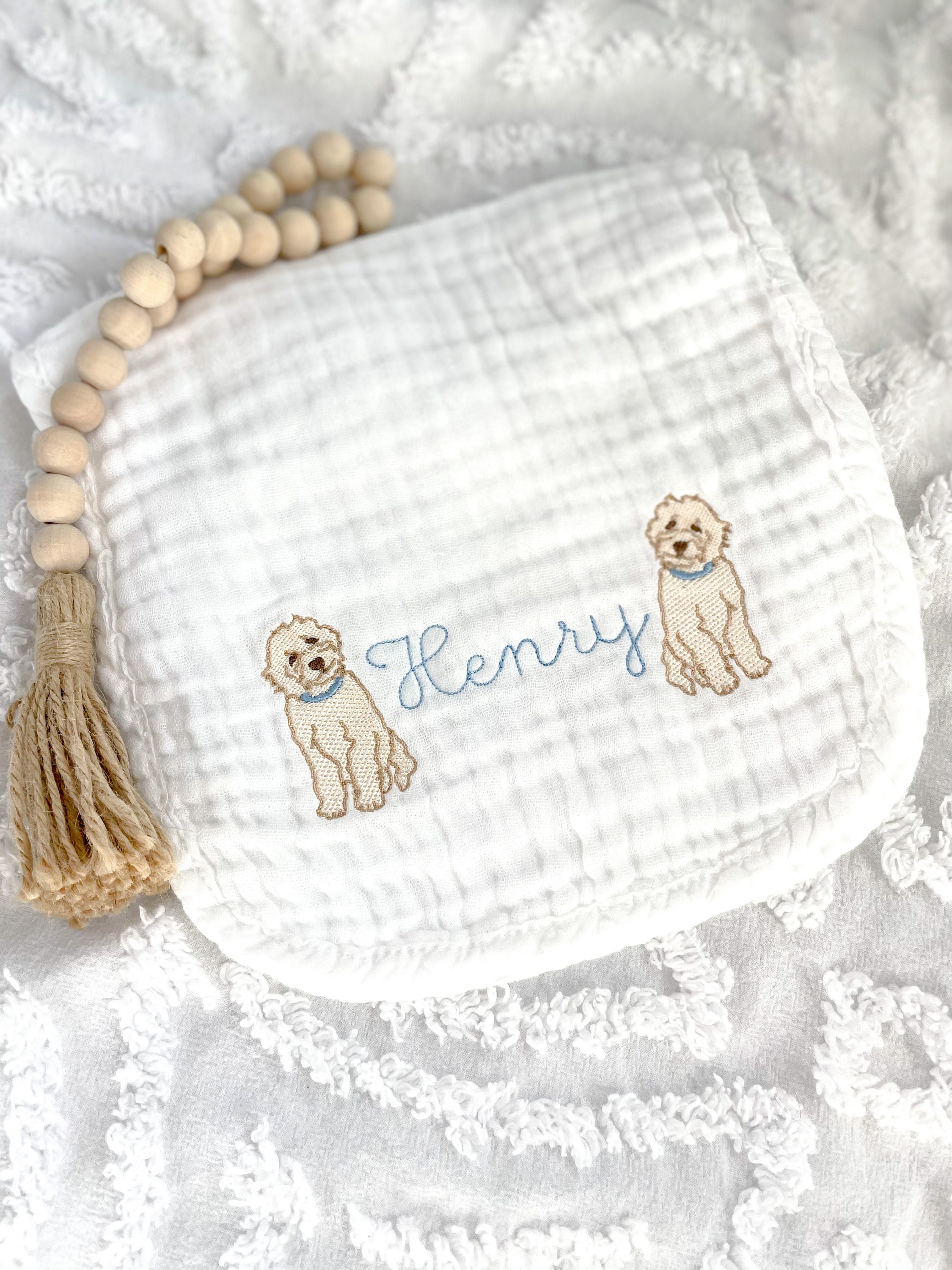 Dog Lover Baby Gift | Custom Embroidered Muslin Burp Rag | Personalized ...