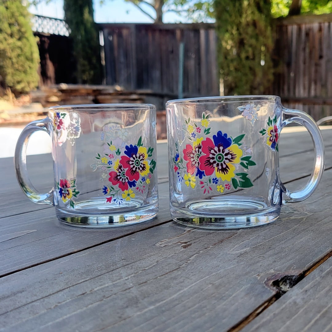 13 Oz Glass Mug - Hmong Florals - Etsy