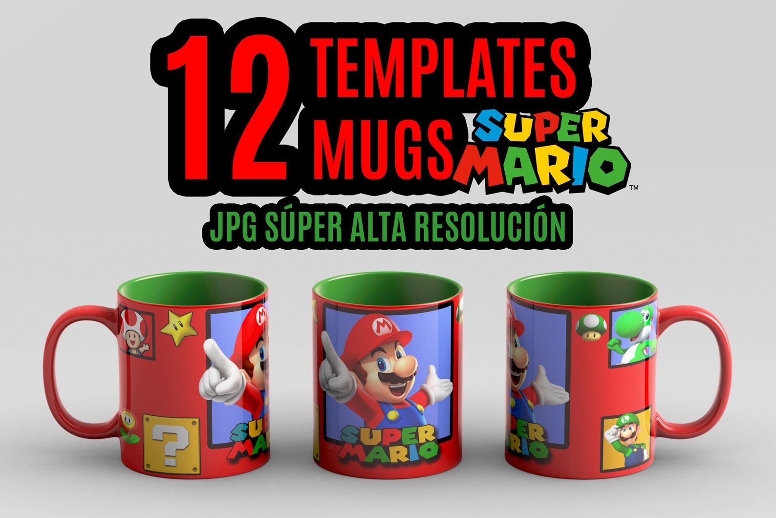 12 Mug Design Bundle Super Mario Bros Template Sublimation - Create ...