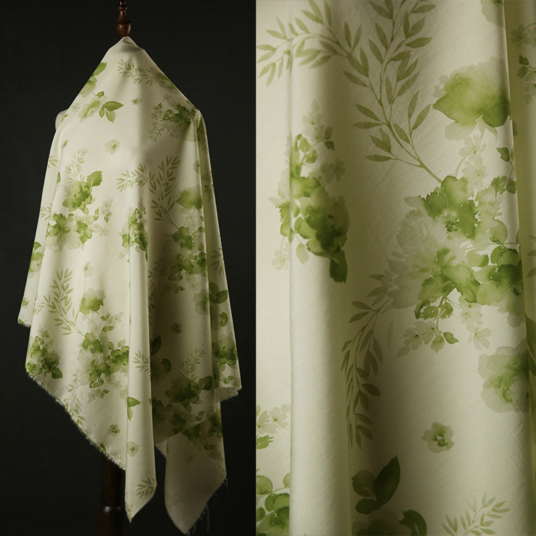 Flower Cotton Fabric,pillow Fabric,leaf Fabric,quilting Fabric,green ...