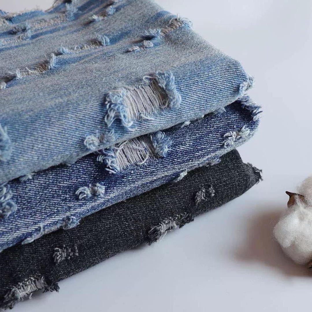 Ripped Denim Fabric,washed Denim Fabric,denim Cotton Fabric,denim ...