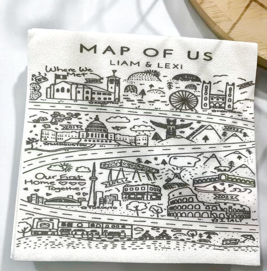 Personalized Love Story Timeline Wedding Napkins, Custom Napkins With Story of Us Relationship ...