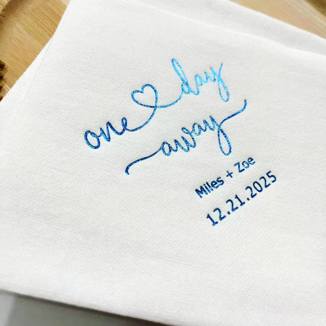 One Day Away Napkins With Metallic Gold Foil Print, Custom Gold Foil ...