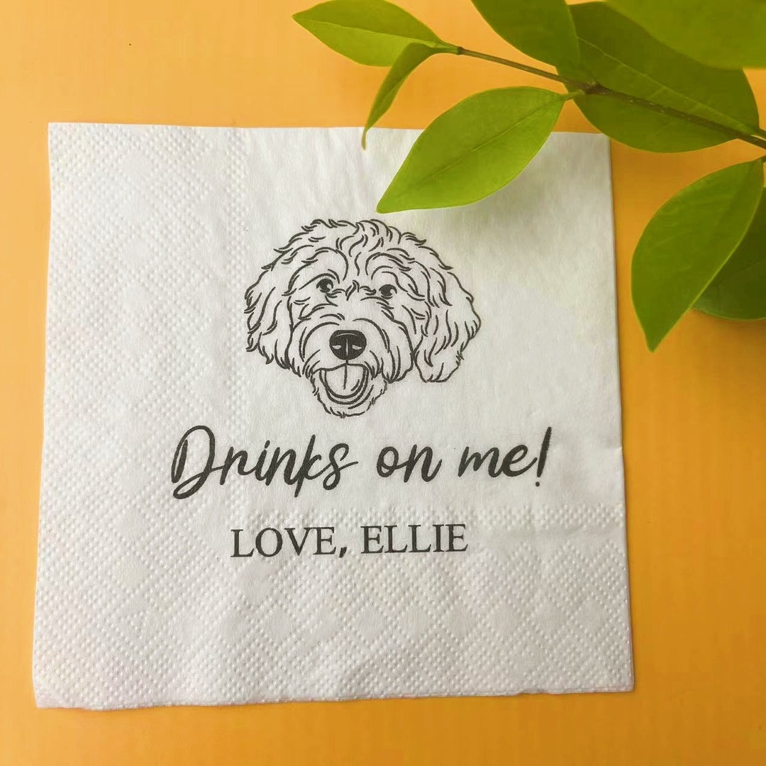 Personalized Dog Wedding Napkins, , Custom Pet Portrait, Dog Lover ...