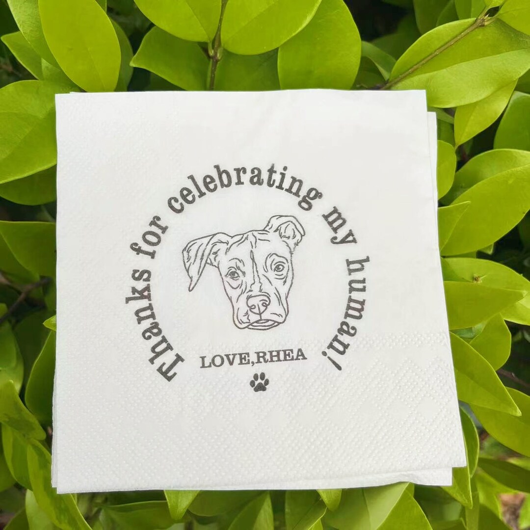 Personalized Illustrated Pet Wedding Napkins, Custom Bar Napkins, Party ...